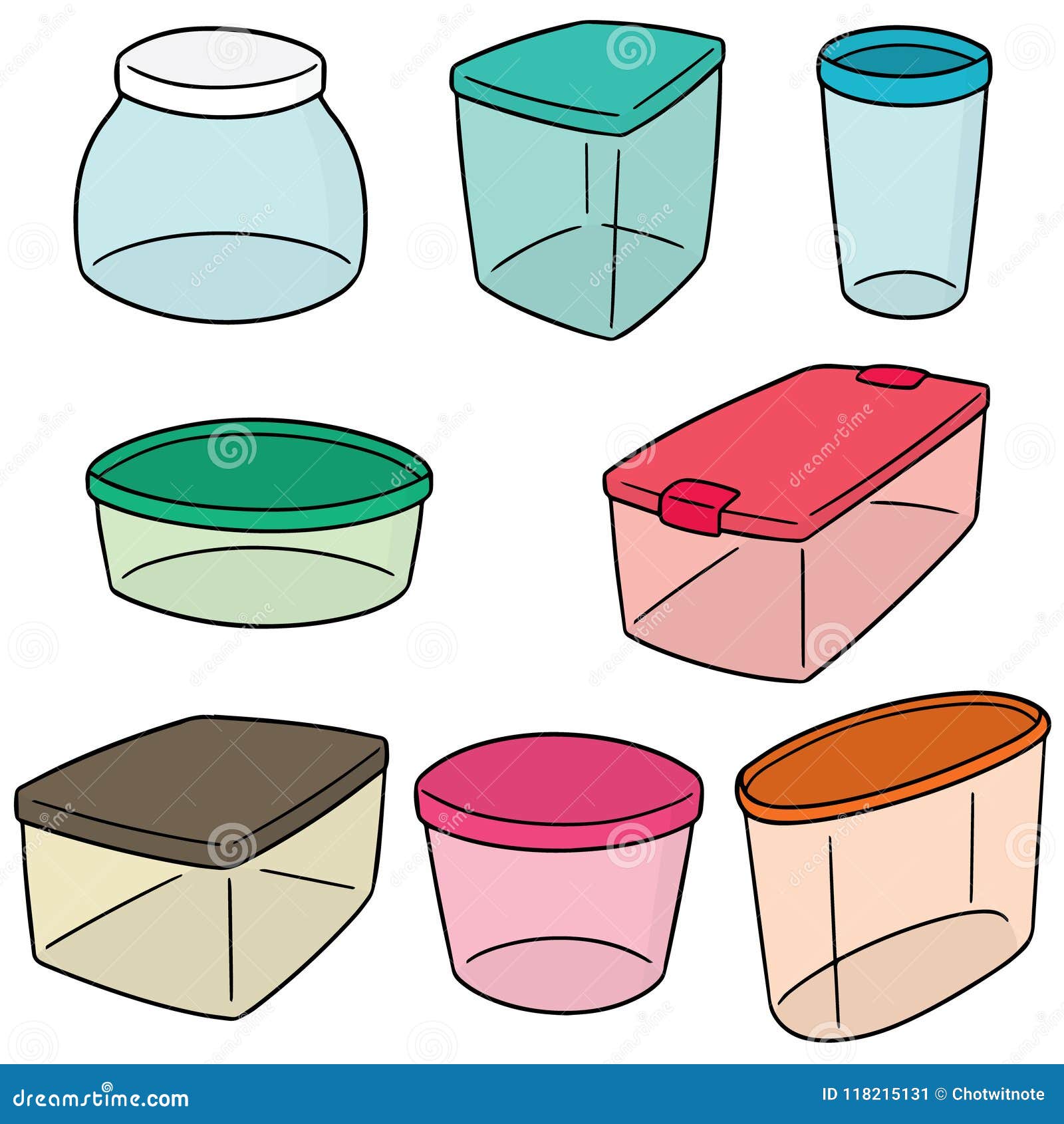 Vector Set of Plastic Container Stock Vector - Illustration of kitchen ...