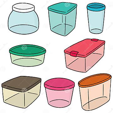 Vector Set of Plastic Container Stock Vector - Illustration of kitchen ...
