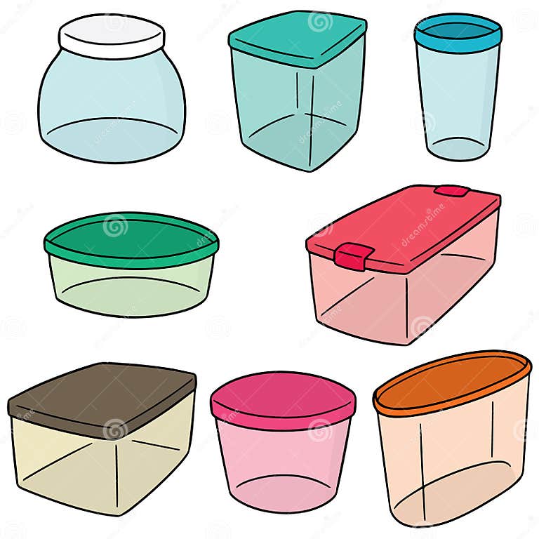 Vector Set of Plastic Container Stock Vector - Illustration of kitchen ...