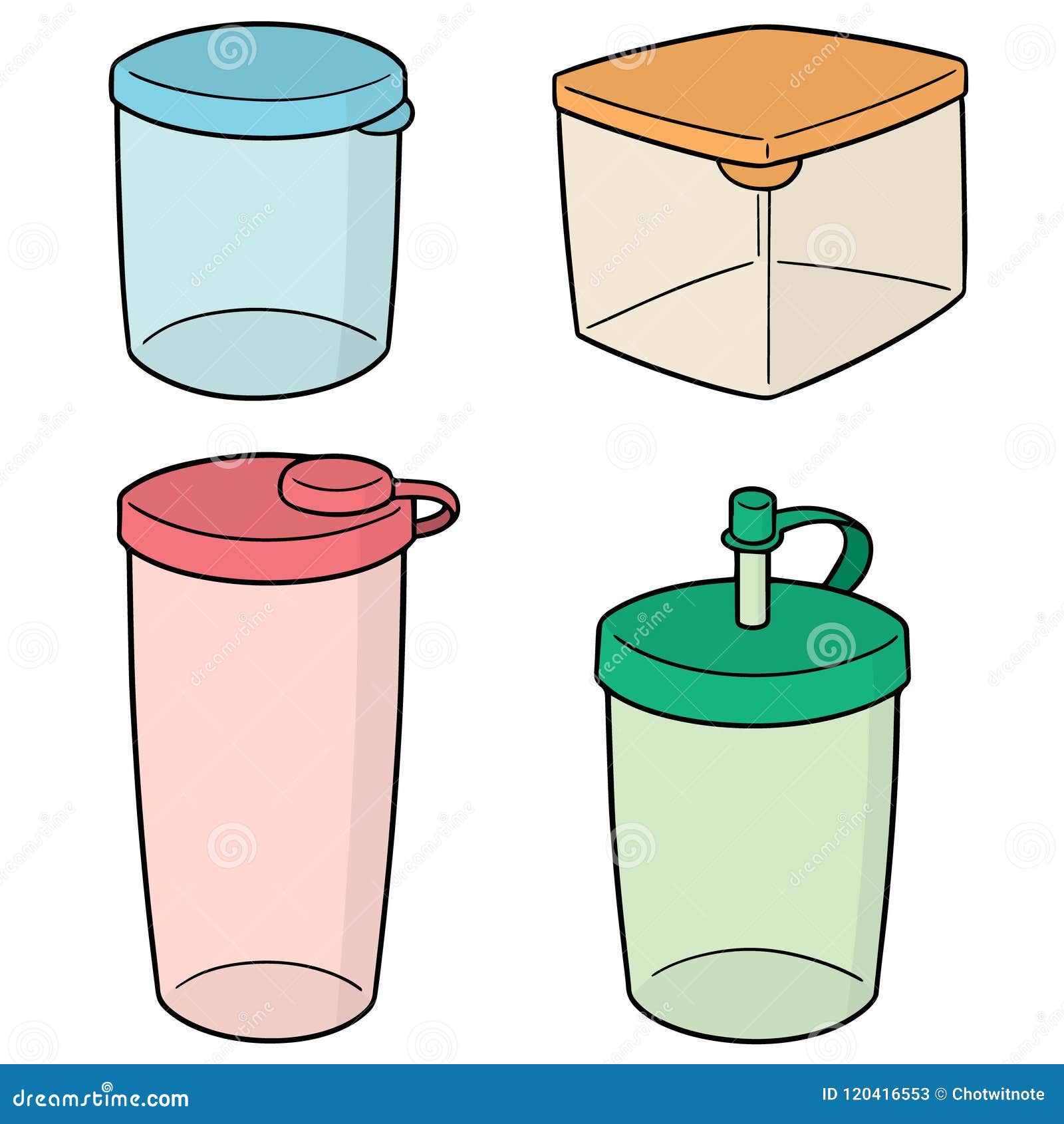 Vector Set of Plastic Container Stock Vector - Illustration of line ...