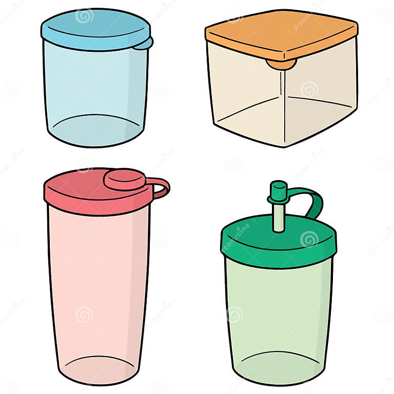 Vector Set of Plastic Container Stock Vector - Illustration of line ...