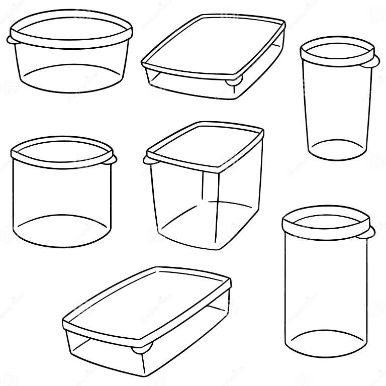Vector Set of Plastic Container Stock Vector - Illustration of items ...