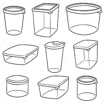 Vector Set of Plastic Container Stock Vector - Illustration of carry ...