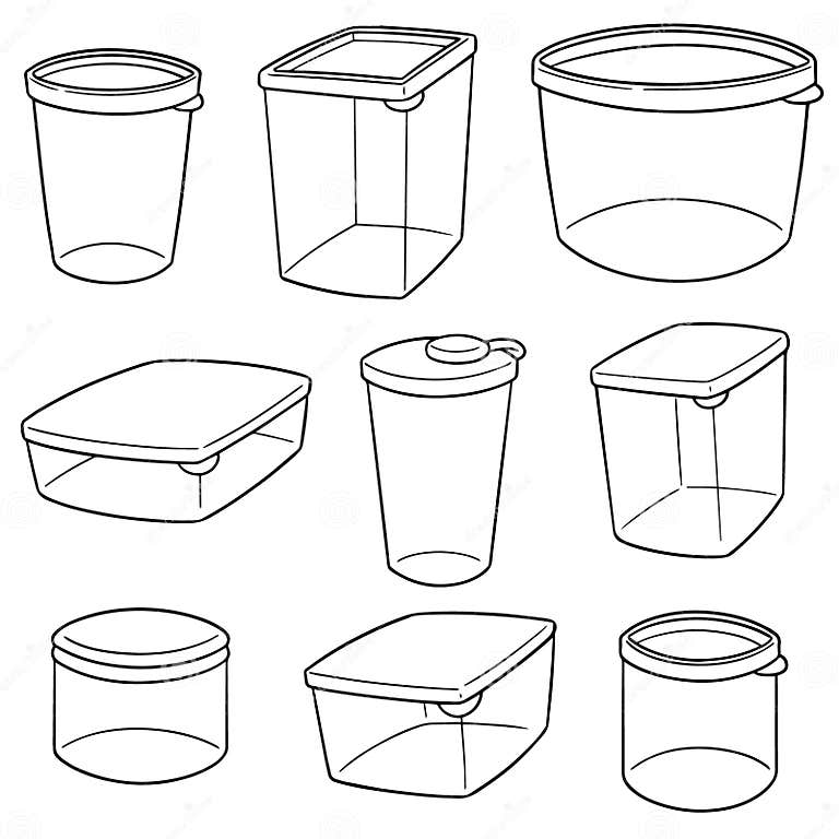 Vector Set of Plastic Container Stock Vector - Illustration of carry ...