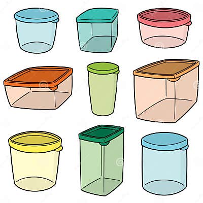 Vector Set of Plastic Container Stock Vector - Illustration of kitchen ...
