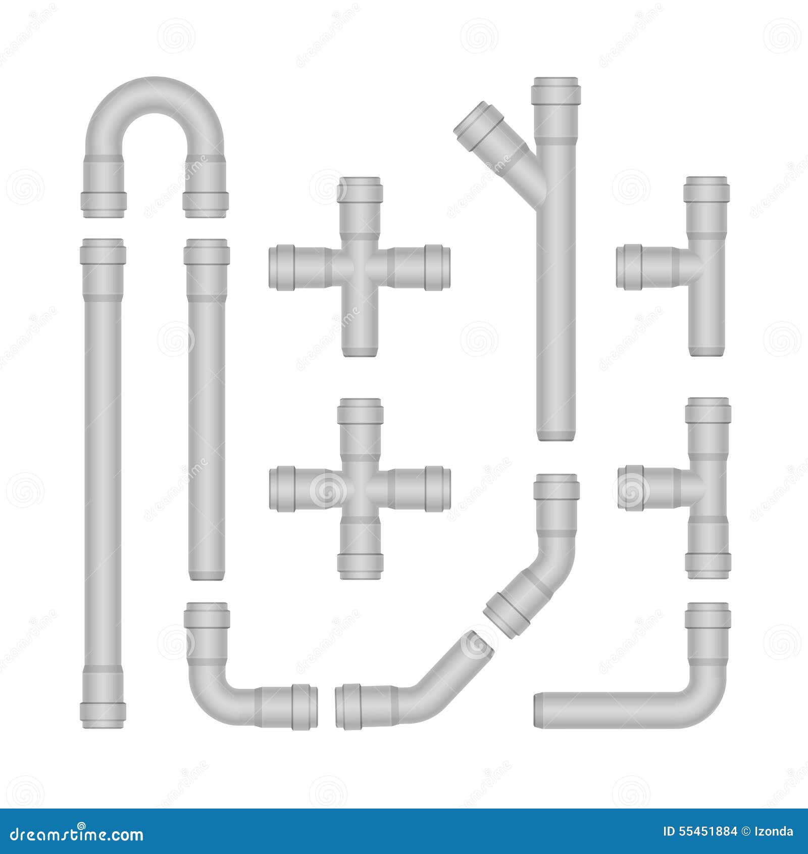 Vector Set of Plastic Pipes Isolated on White Stock Vector ...