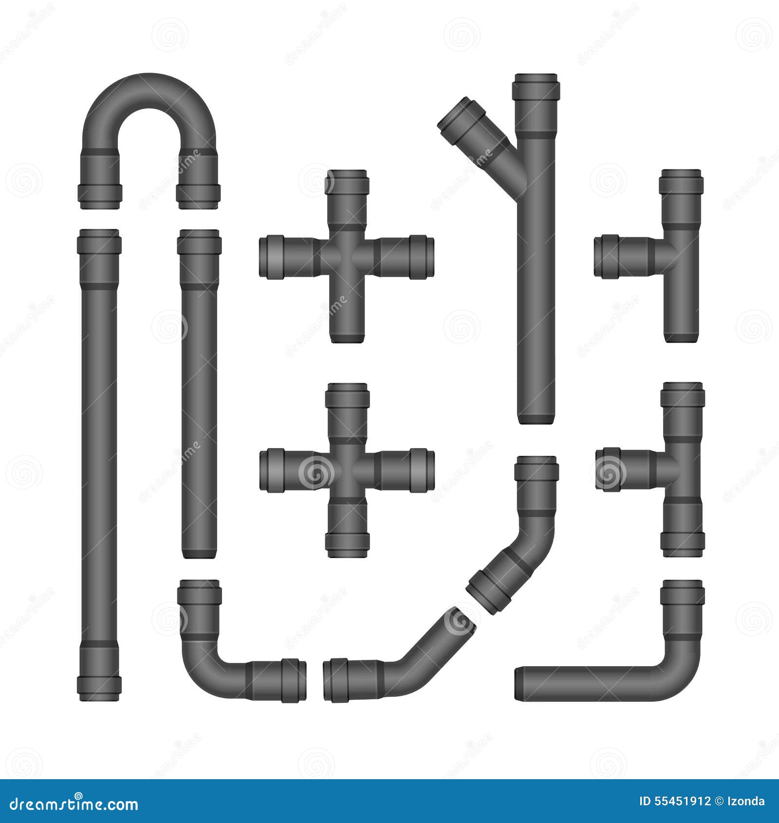 Vector Set of Plastic Pipes Isolated on White Stock Vector ...