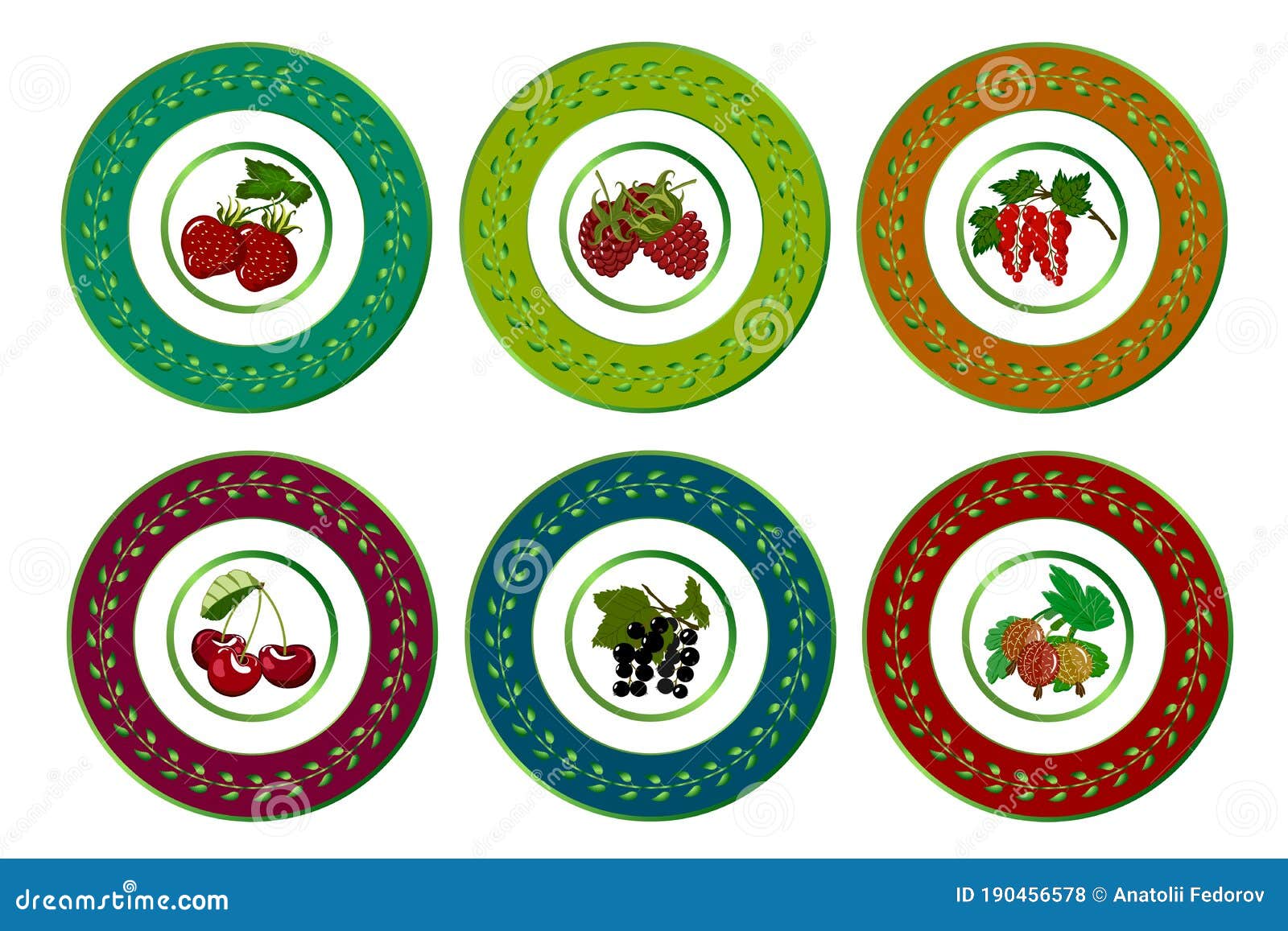 Vector Set of Plates with Design. Stock Vector - Illustration of menu ...