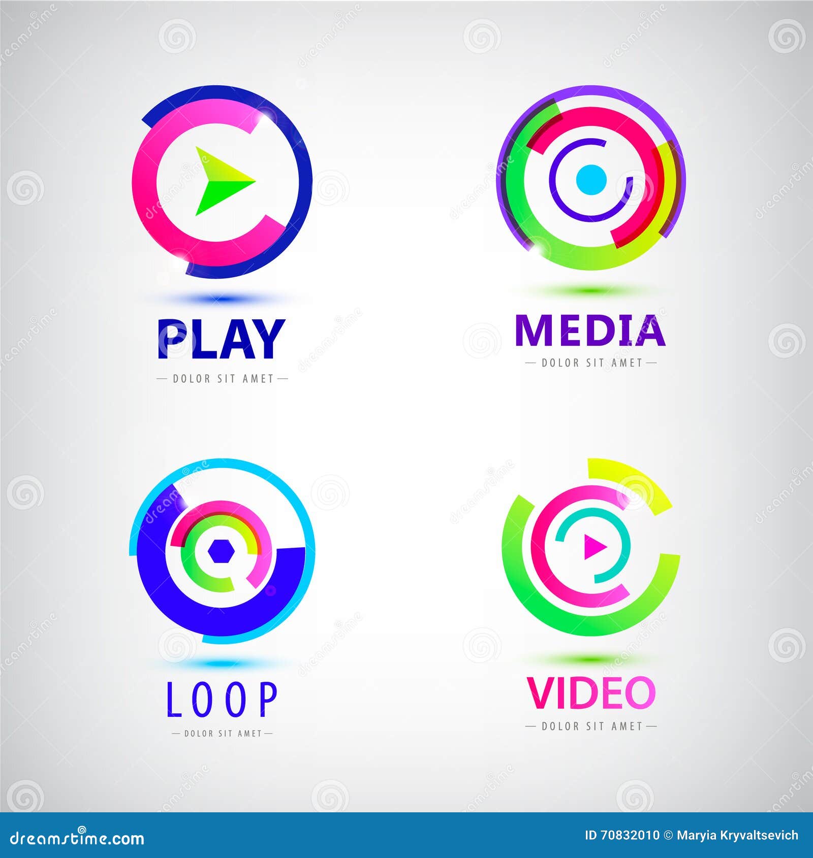 Vector Set of Play Logos, Media, Video Stock Vector - Illustration of ...