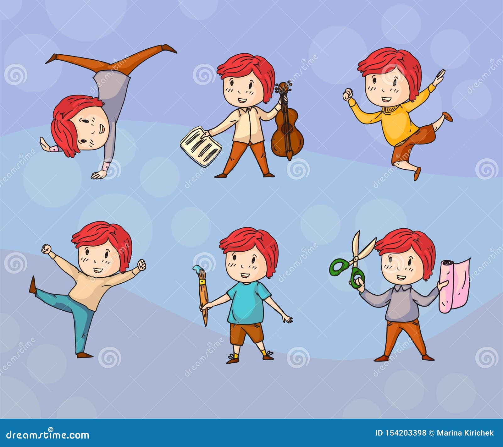 Vector Set of Playing Creative Children in Doodle Style, Kids Drawing ...