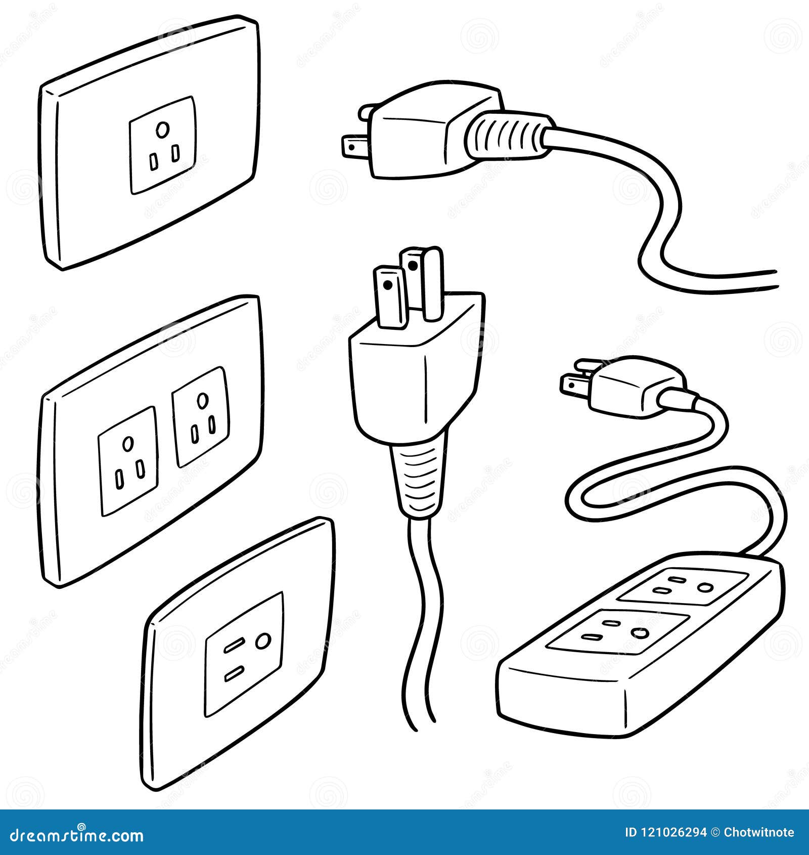 Vector set of plugs stock vector. Illustration of energy - 121026294
