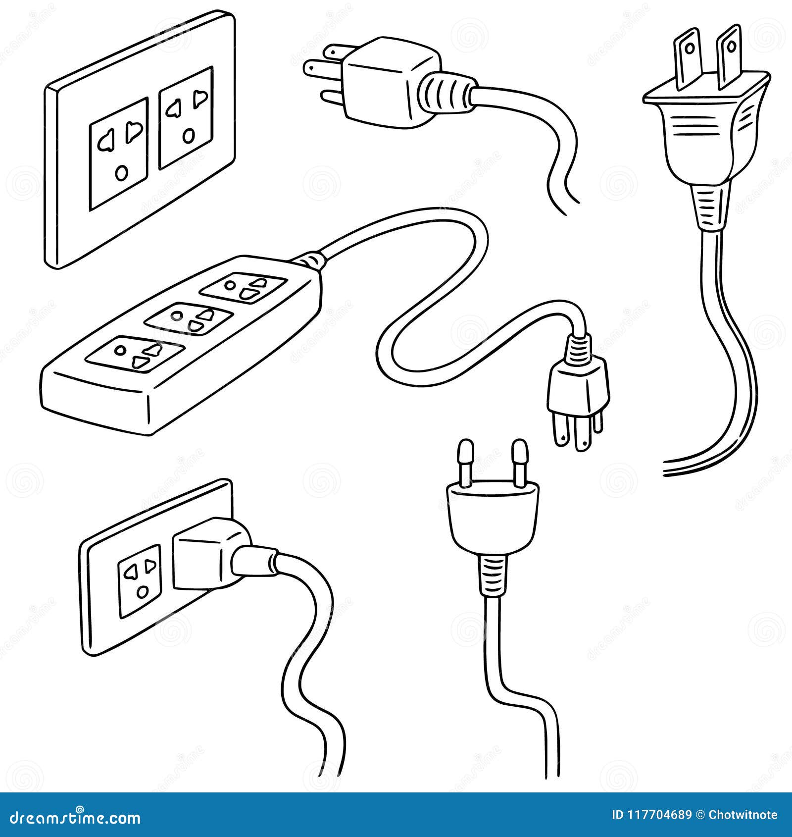 Vector set of plugs stock vector. Illustration of ground - 117704689