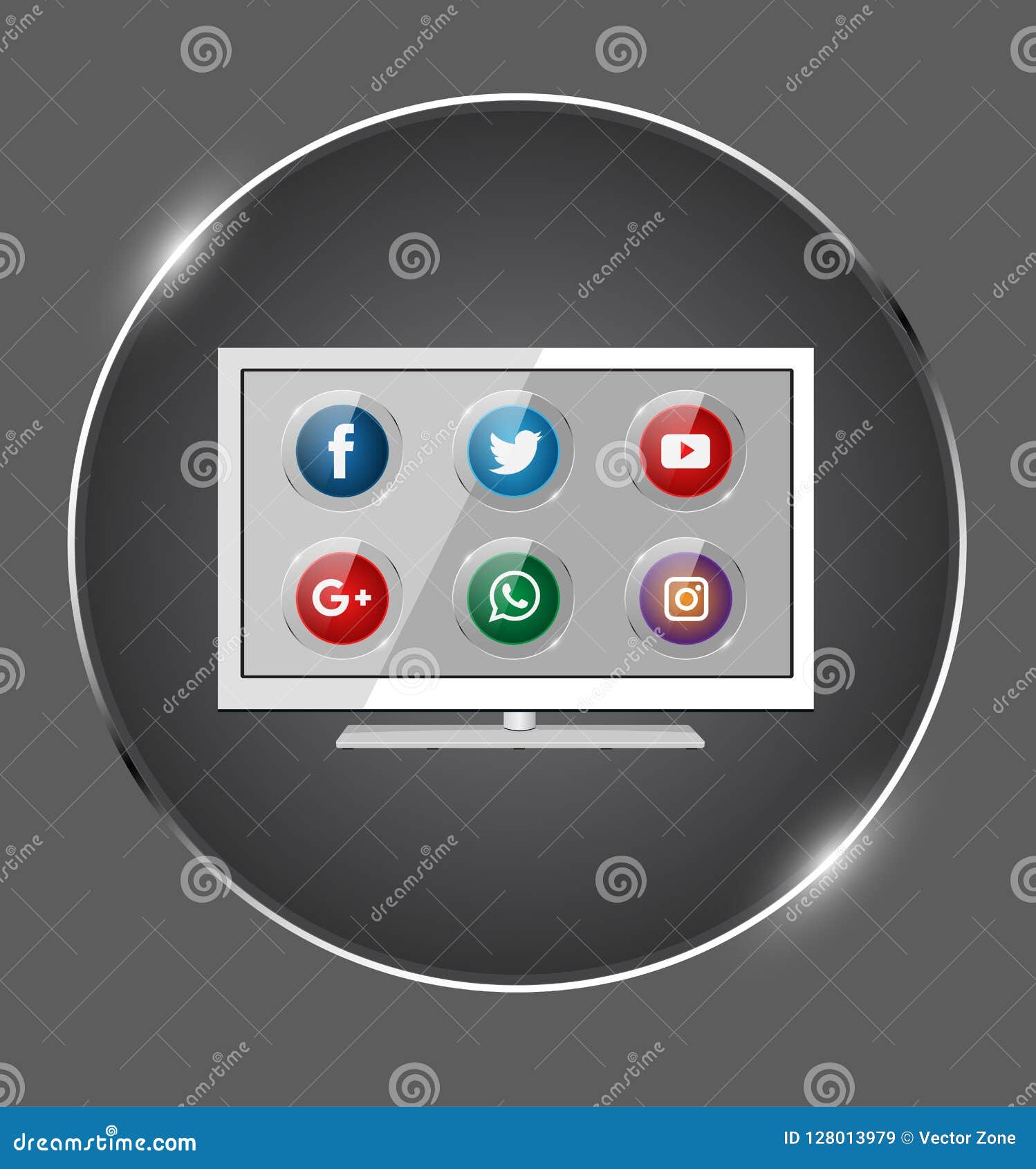 Vector Set of Popular Social Media Icon with in Television Screen ...