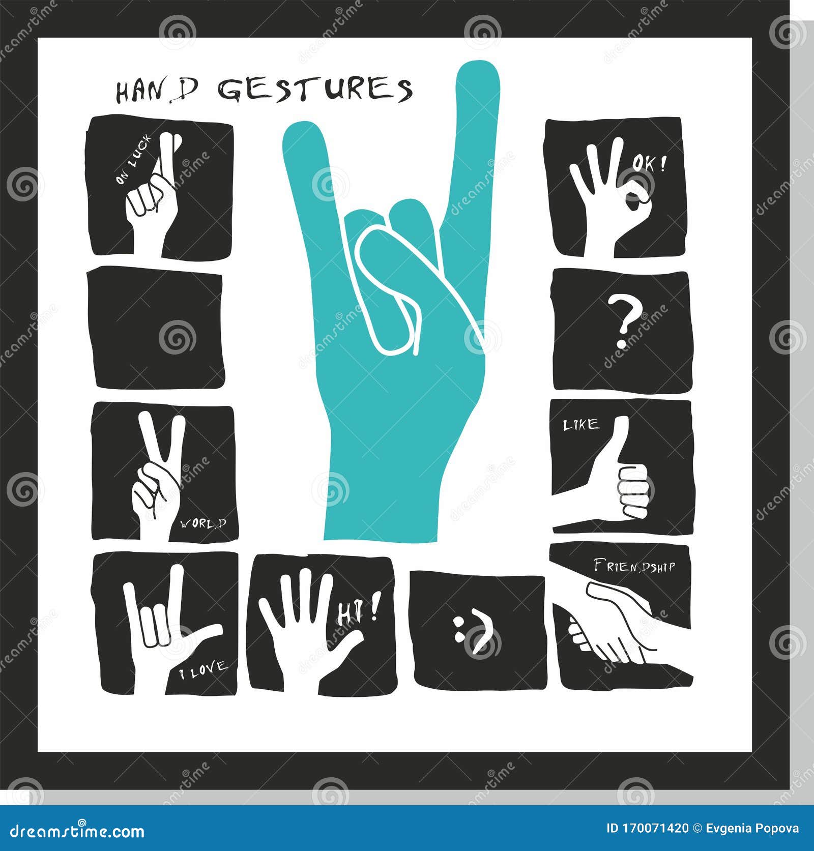 Vector Set of Positive Hand Gestures Stock Vector - Illustration of ...