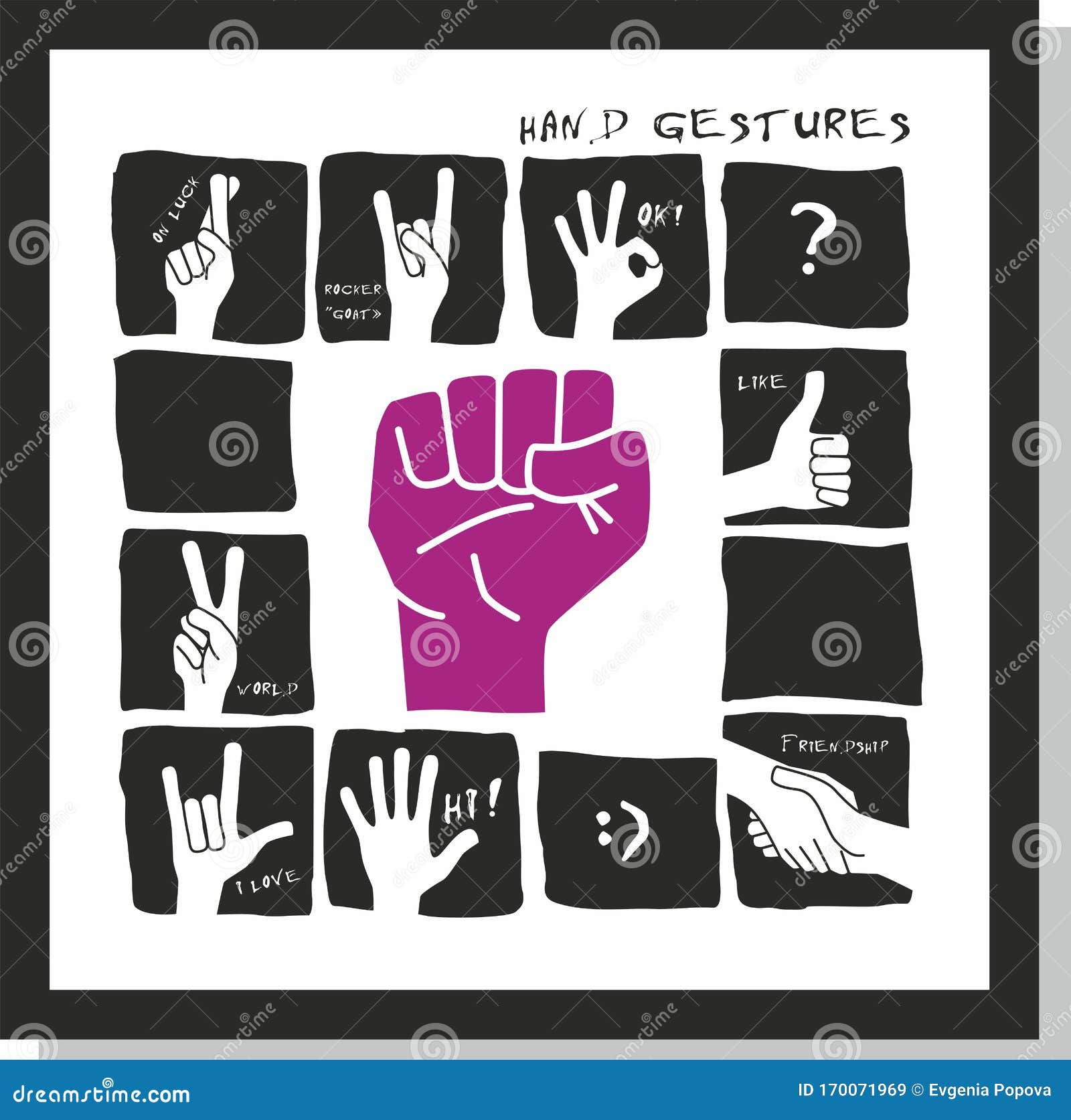 Vector Set of Positive Hand Gestures Stock Illustration - Illustration ...