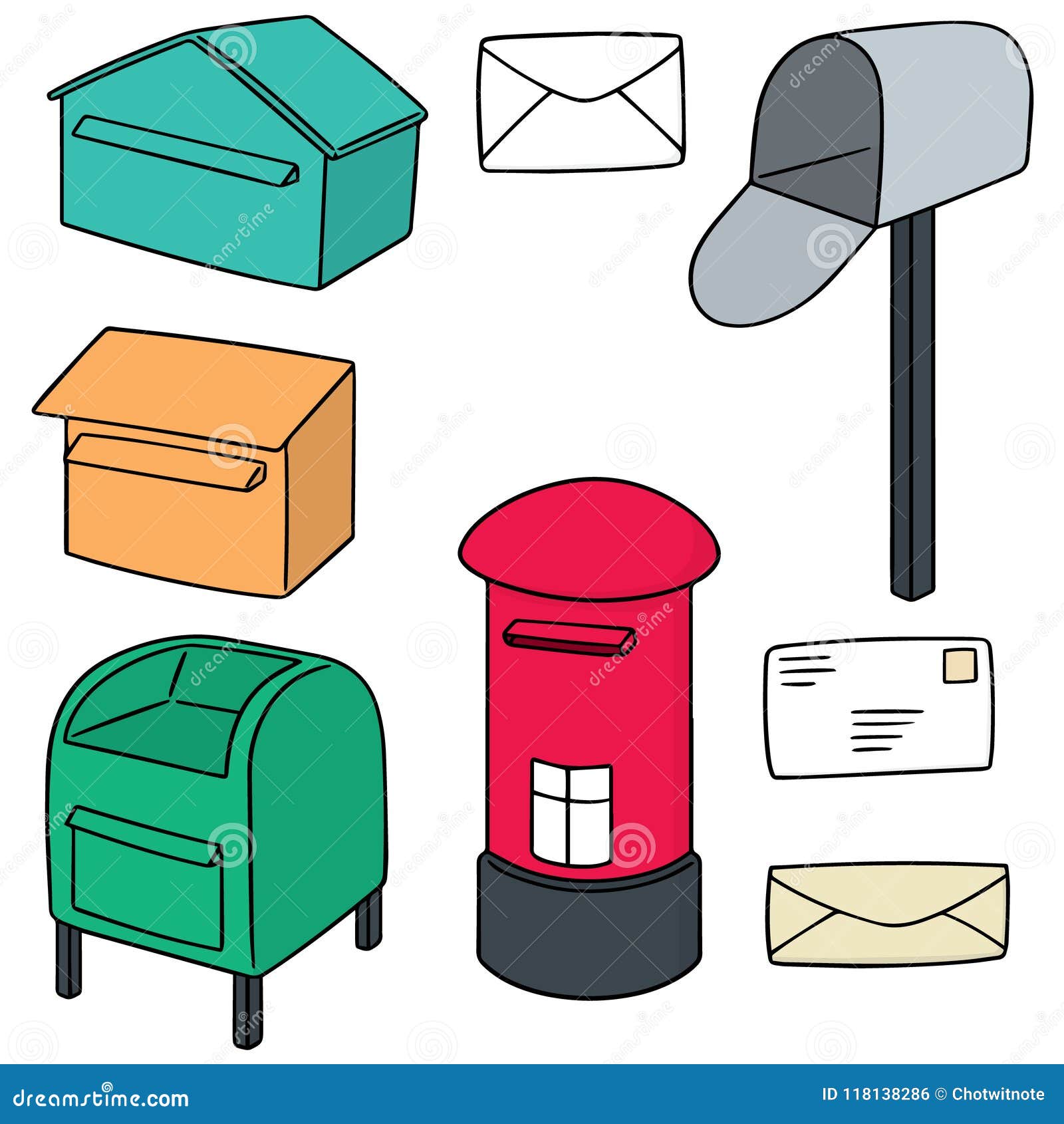 Vector set of postbox stock vector. Illustration of office - 118138286