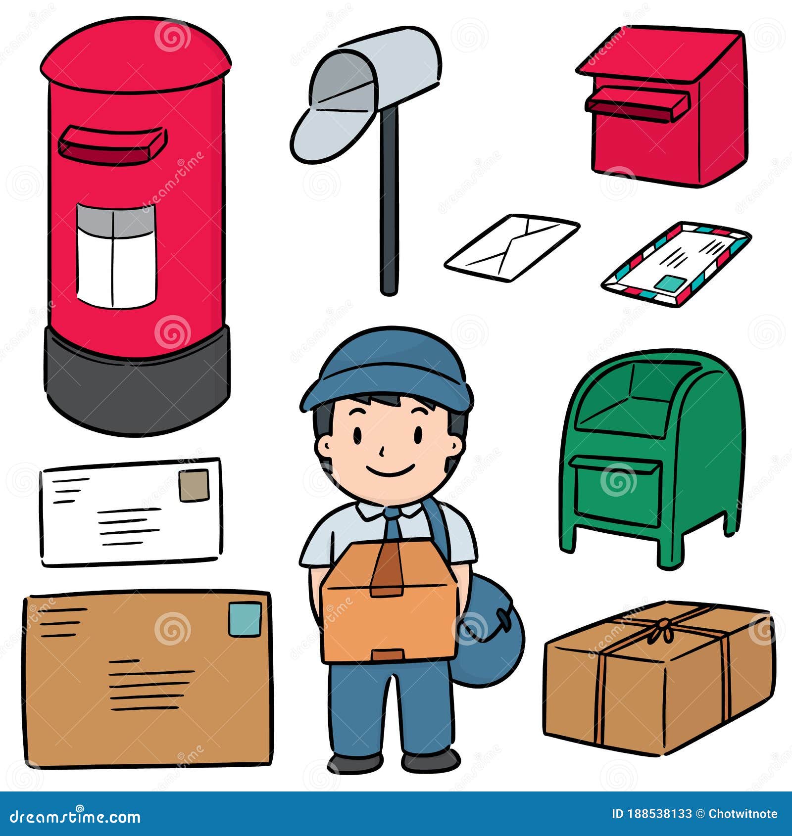 Vector Of Postbox Cartoon | CartoonDealer.com #119807984
