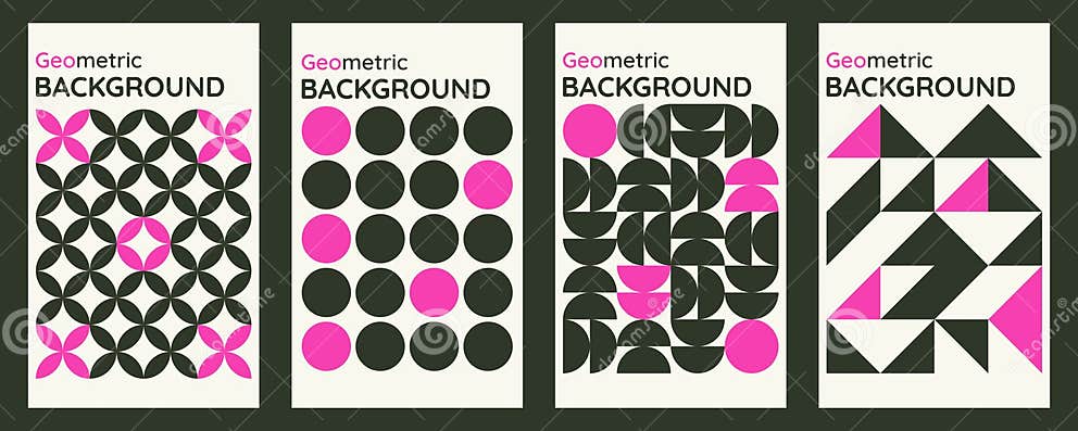 Vector Set of Postmodern Vertical Poster. Abstract Geometric ...