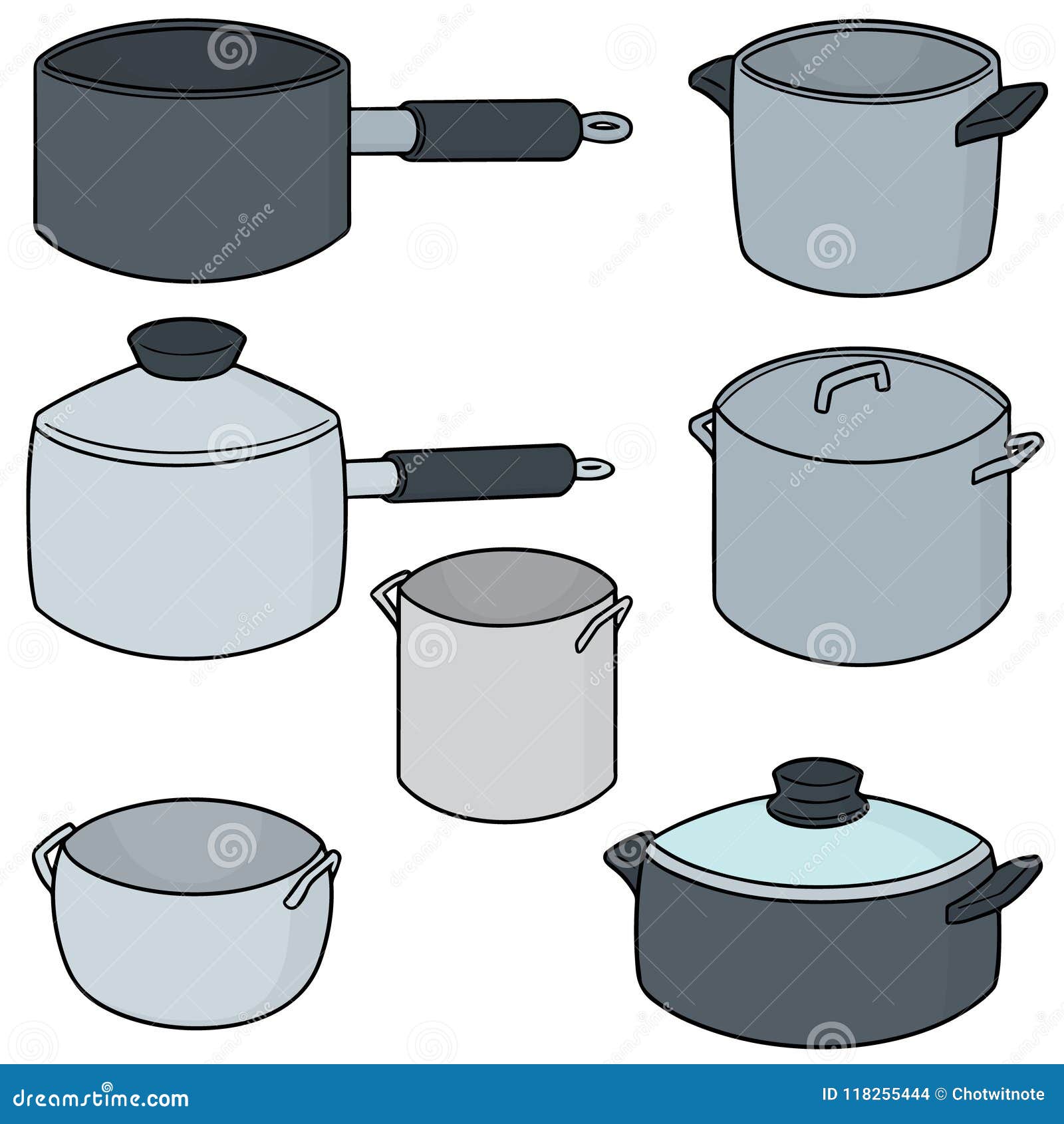 Vector set of pot stock vector. Illustration of household - 118255444