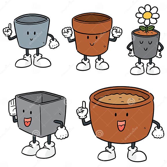 Vector set of pots cartoon stock vector. Illustration of artwork ...