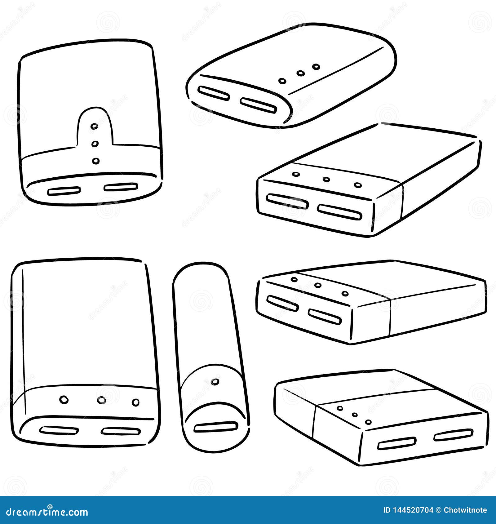 Vector set of power bank stock vector. Illustration of charger - 144520704