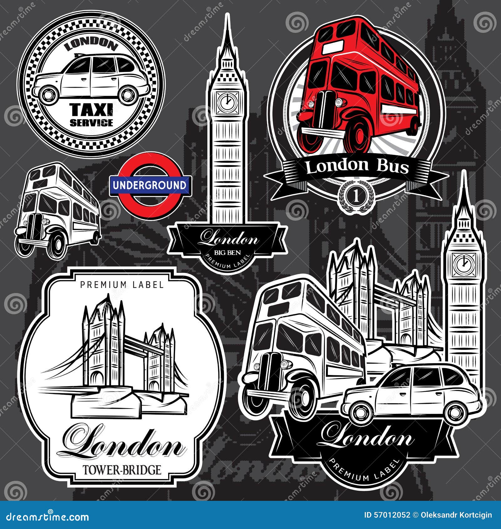 Vector Set Premium Labels from London Attractions Stock Vector ...