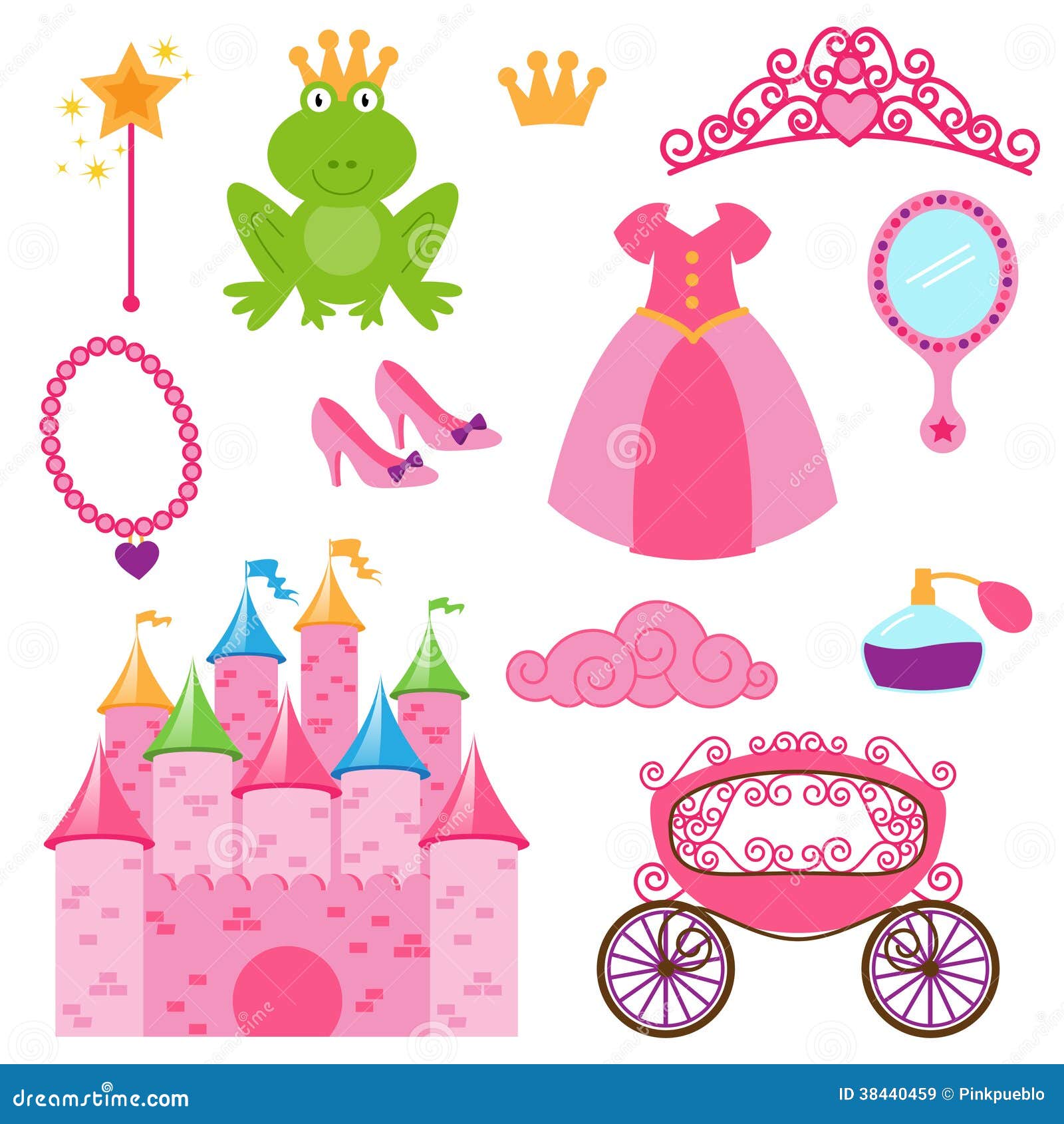 Vector Set of Princess and Fairy Items Stock Vector - Illustration of ...