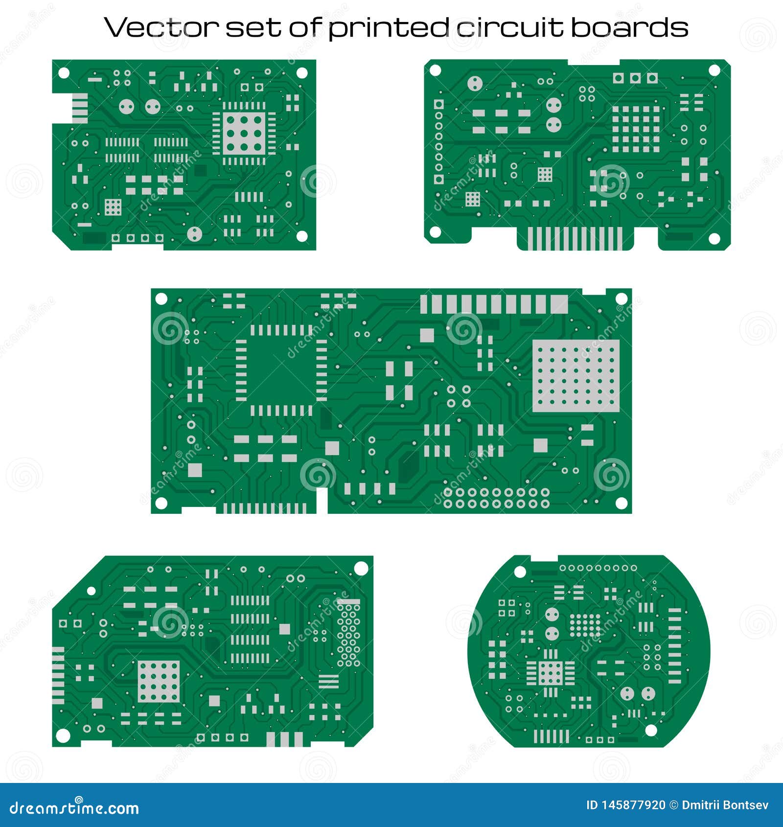 Vector Set of Printed Circuit Boards Stock Vector - Illustration of ...
