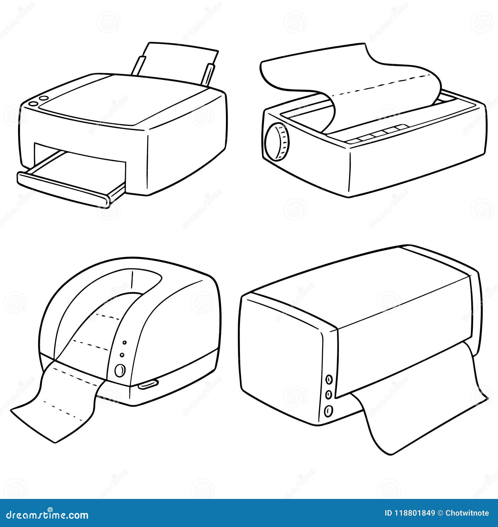 Vector set of printers stock vector. Illustration of electrical - 118801849