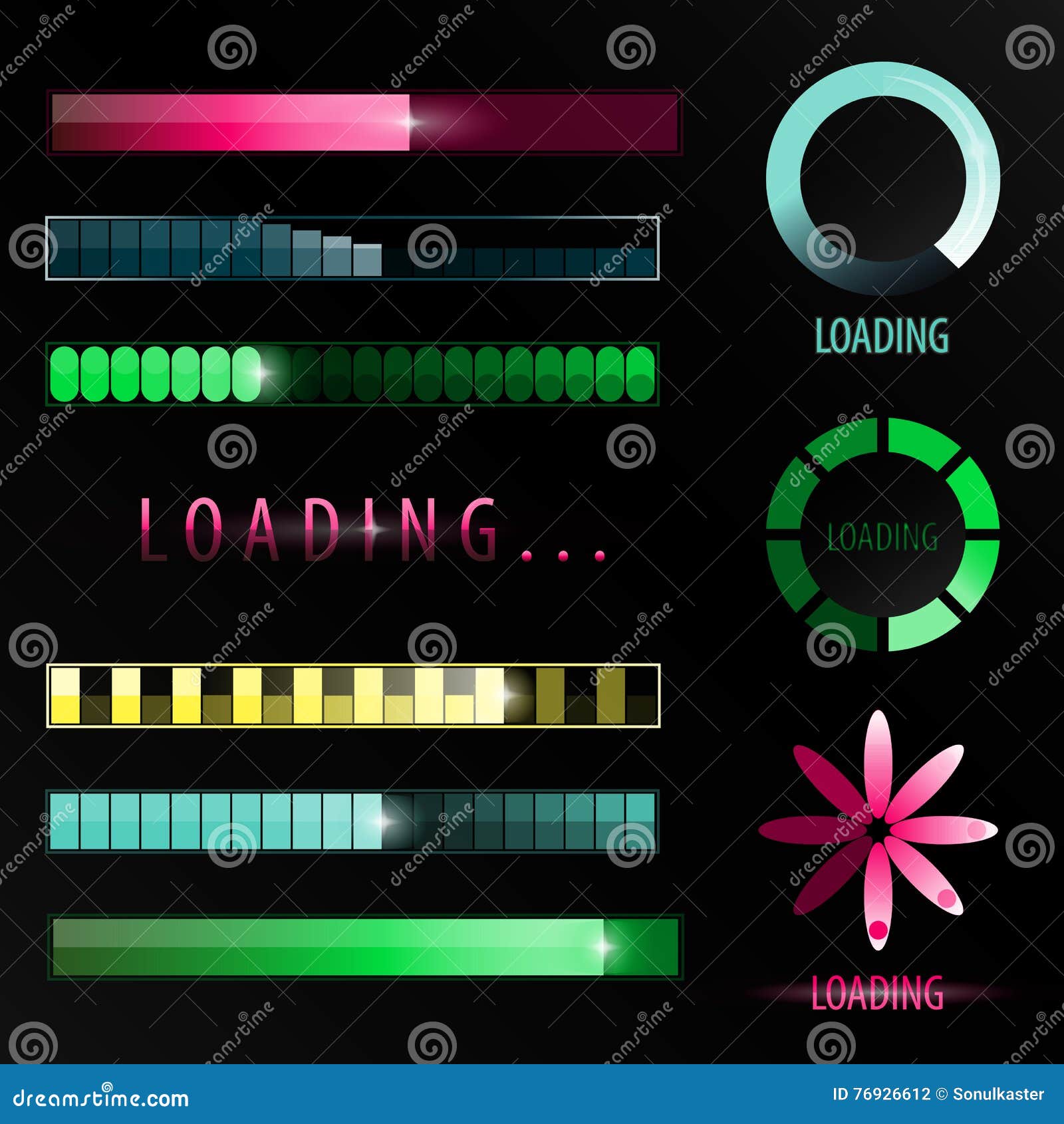 Vector Set of Progress Loading Bar. Stock Illustration - Illustration ...
