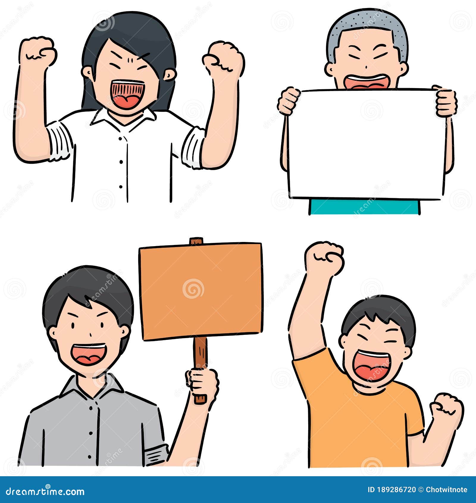 Vector set of protester stock vector. Illustration of male - 189286720