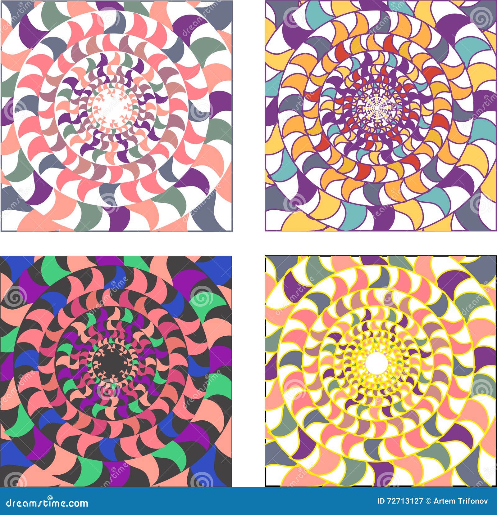 Vector Set of Psychedelic Coloured Circular Mosaics Ornaments. S Stock ...