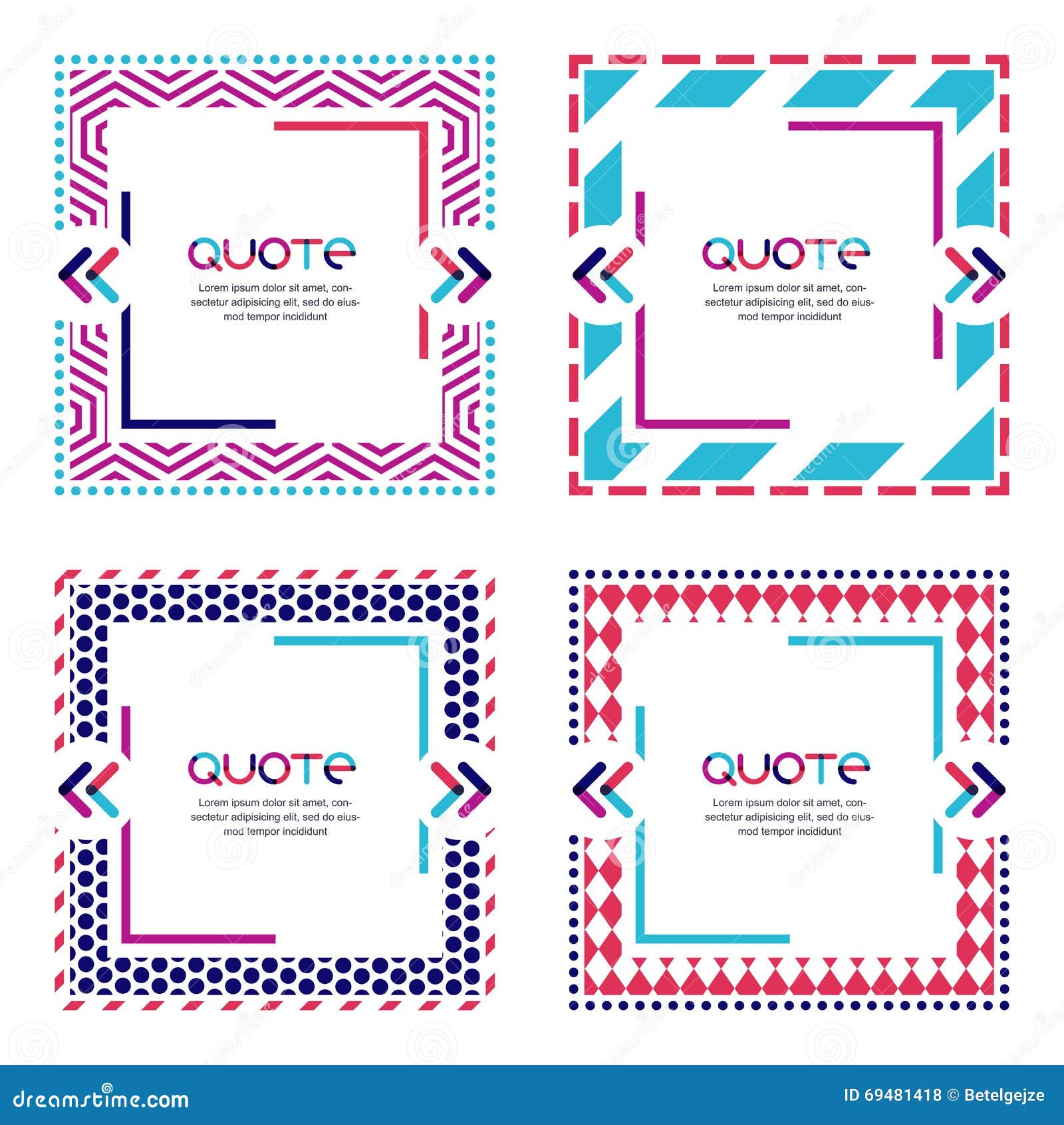 Vector Set of Quote Forms and Frames with Geometric Pattern. Stock ...