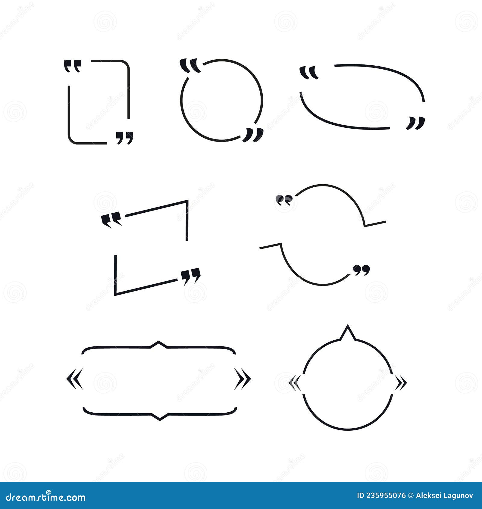 Vector Set of Quote Frames Isolated on White Background, Quotation ...
