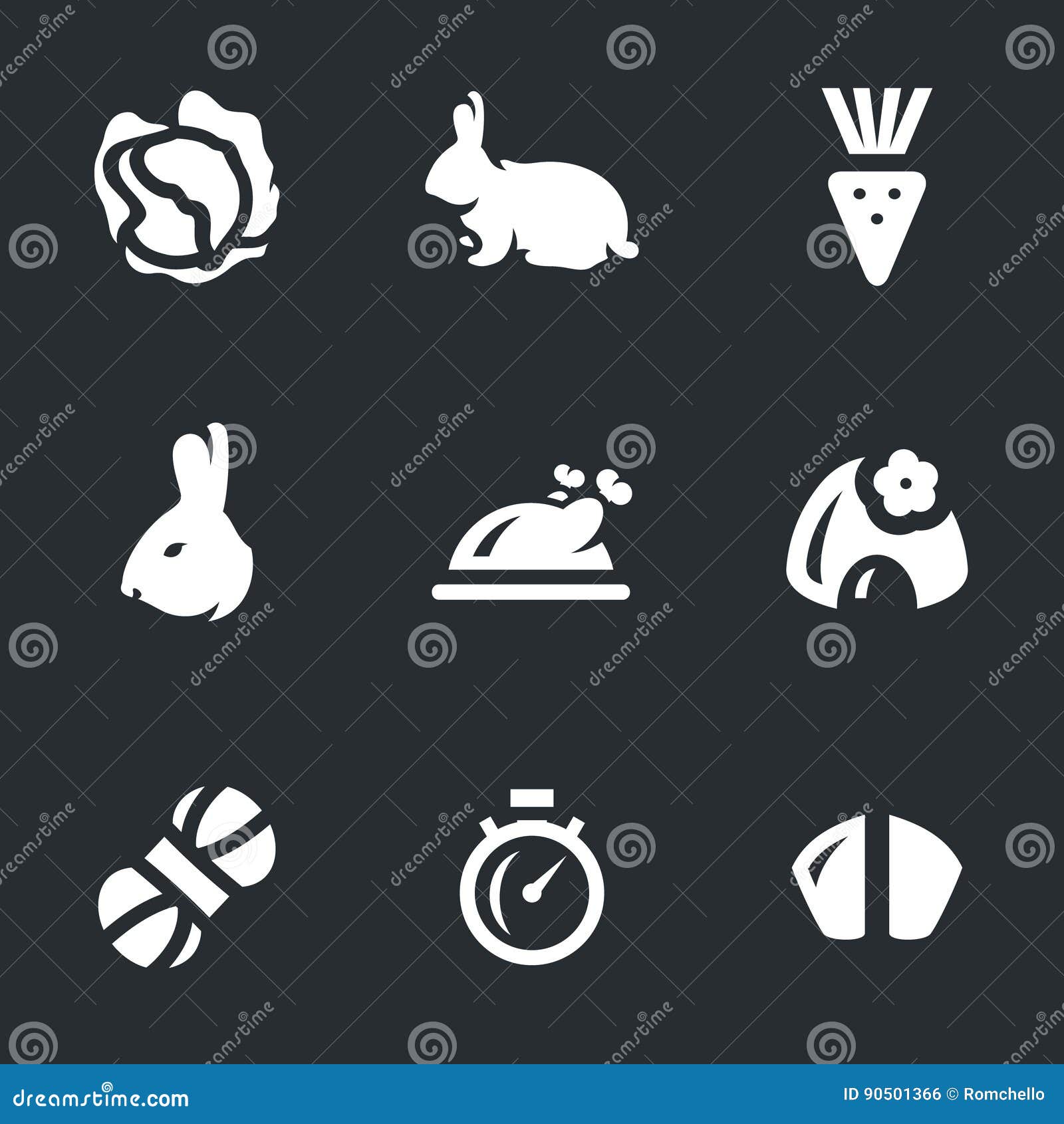Vector Set of Rabbit Icons. Stock Vector - Illustration of black ...