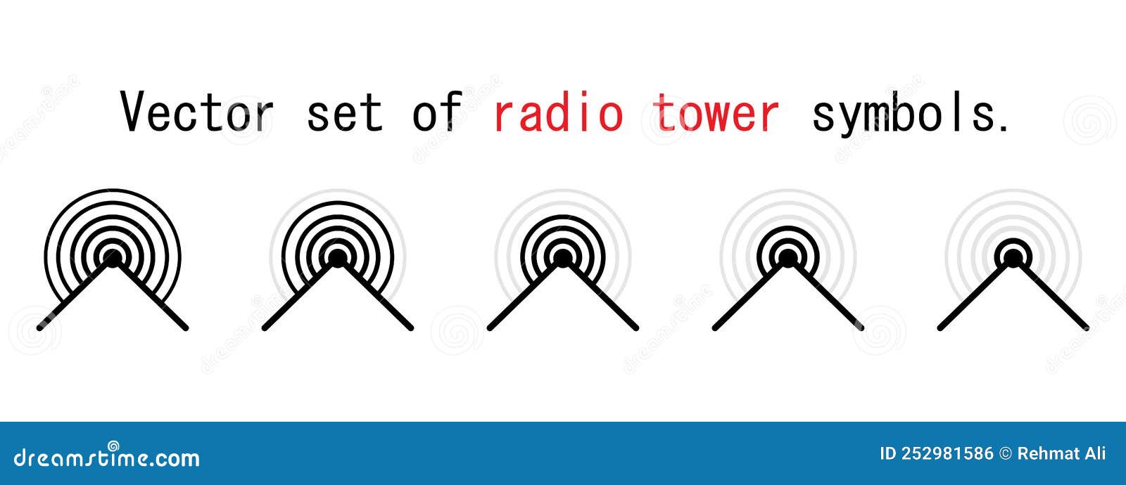 Vector Set Of Radio Tower Symbols Antenna Icon Set Stock Illustration