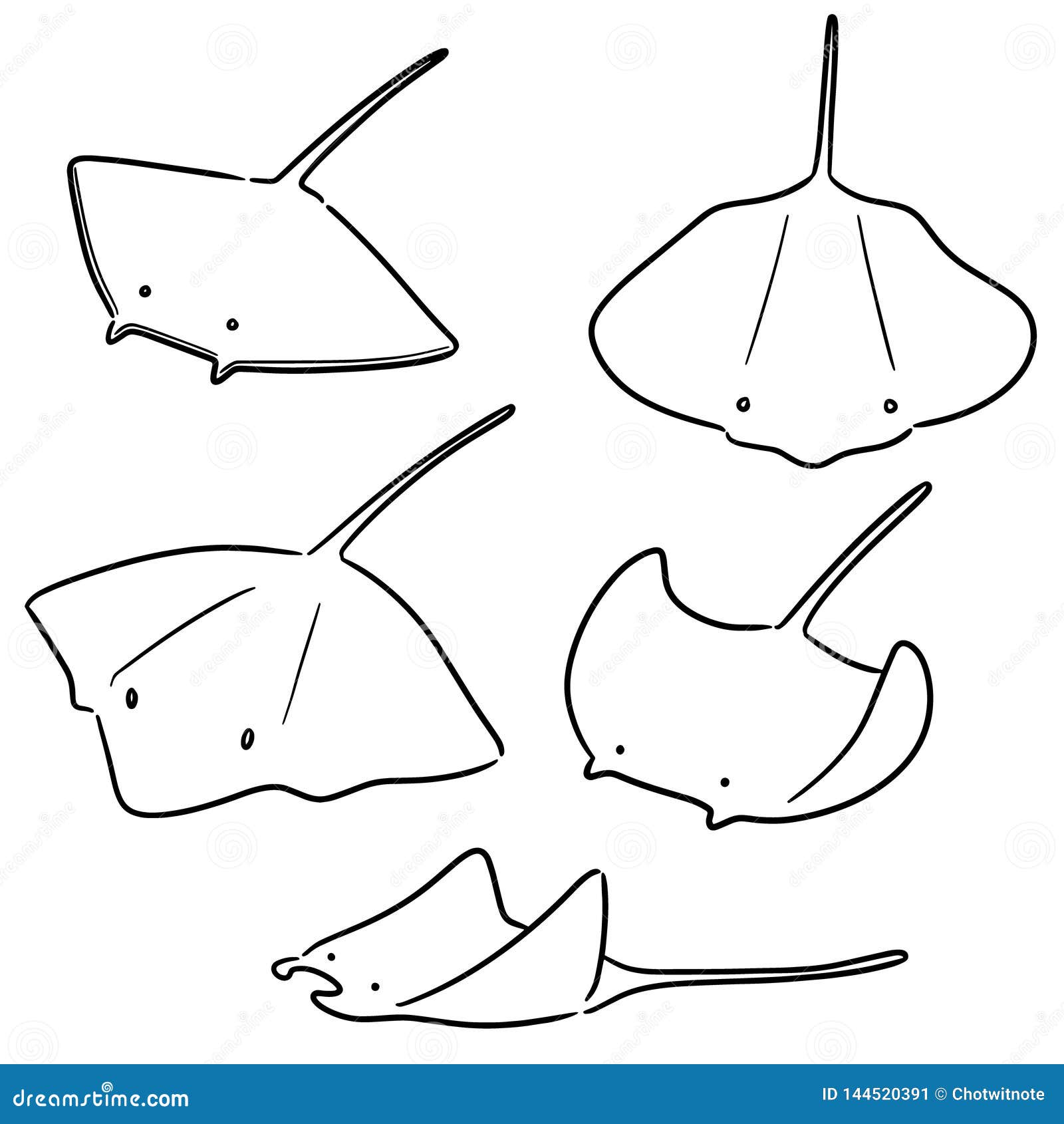 Vector set of ray fish stock vector. Illustration of scuba - 144520391