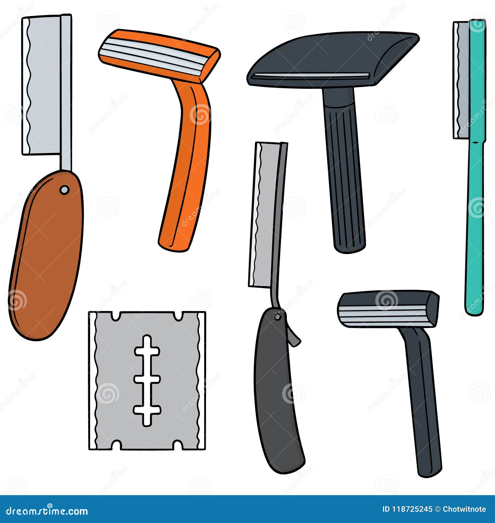 Vector set of razor stock vector. Illustration of handle - 118725245