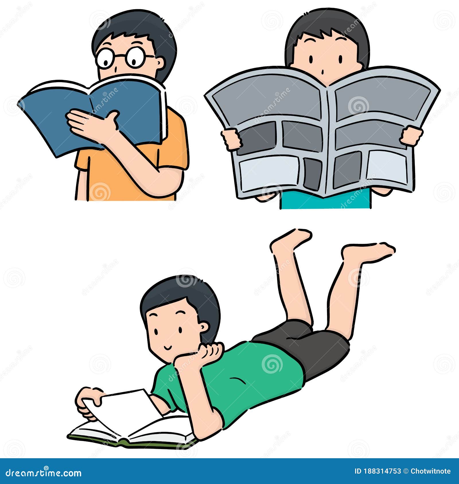 Vector set of reader stock vector. Illustration of people - 188314753