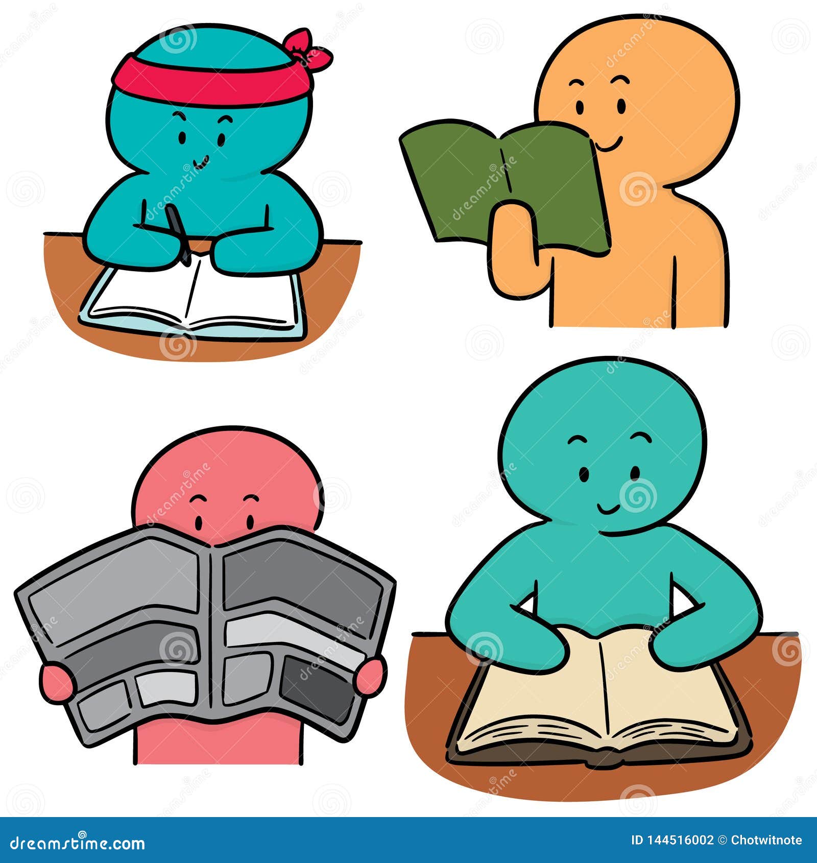 Vector set of reader stock vector. Illustration of object - 144516002