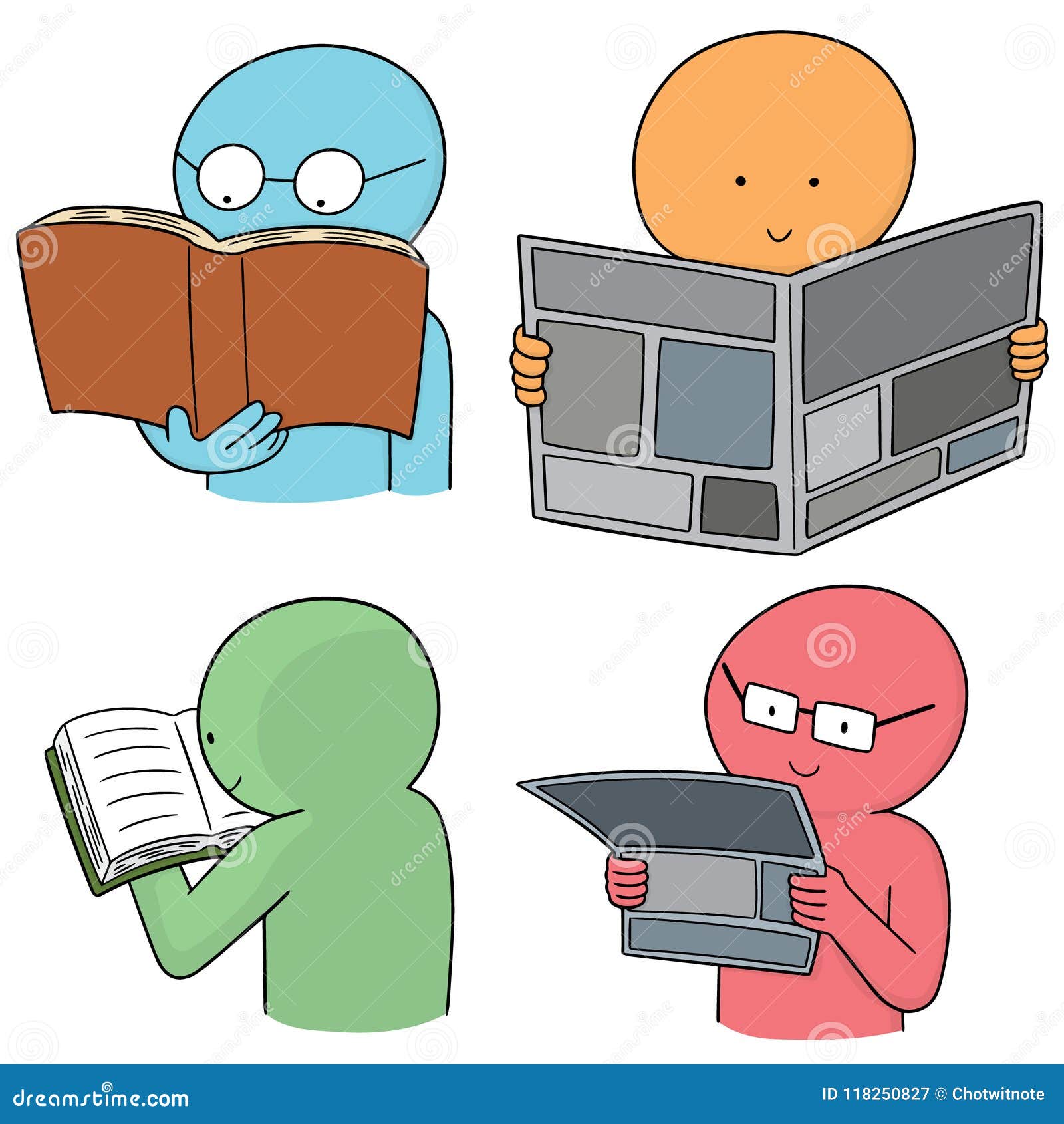 Vector set of reader stock vector. Illustration of read - 118250827