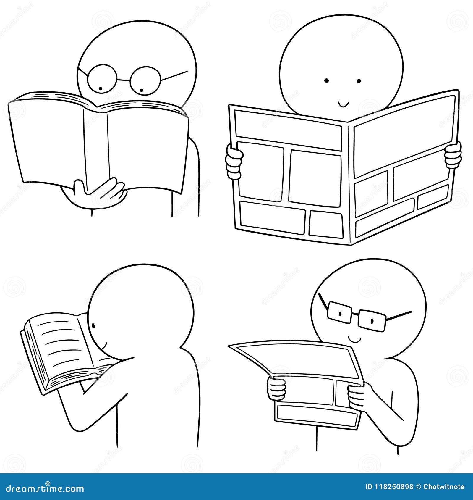 Vector set of reader stock vector. Illustration of magazine - 118250898