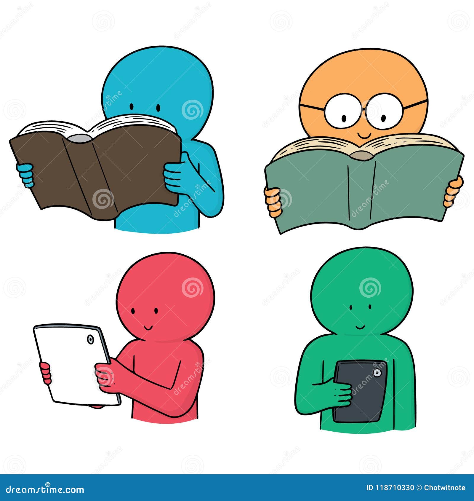 Vector set of reader stock vector. Illustration of idea - 118710330