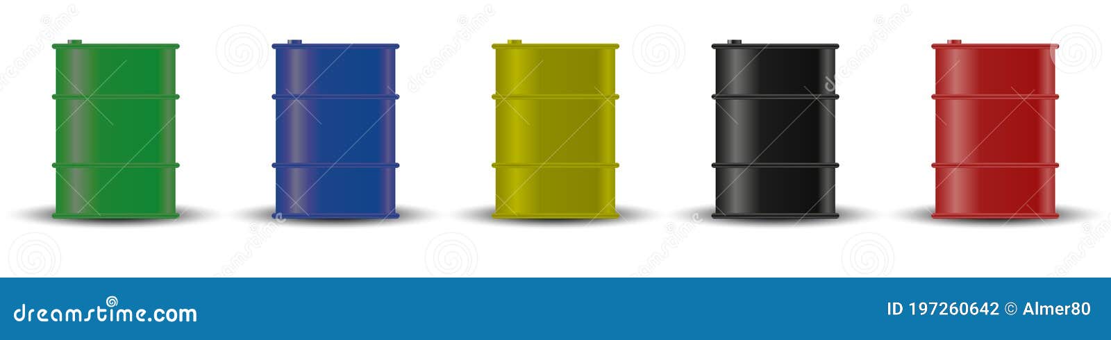 Vector Set of Realistic Barrels of Various Colors Stock Vector ...
