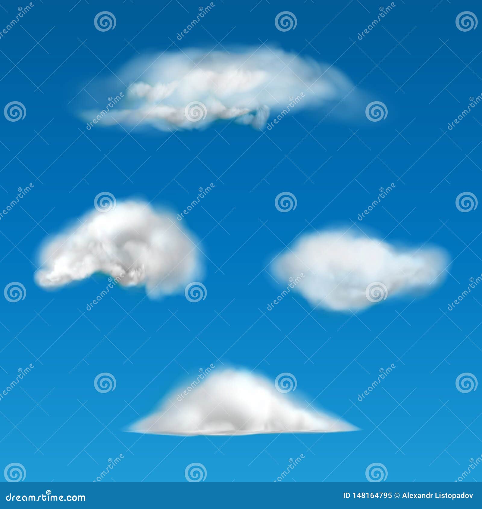 Vector Set of Realistic Clouds of Various Shapes. Stock Vector ...