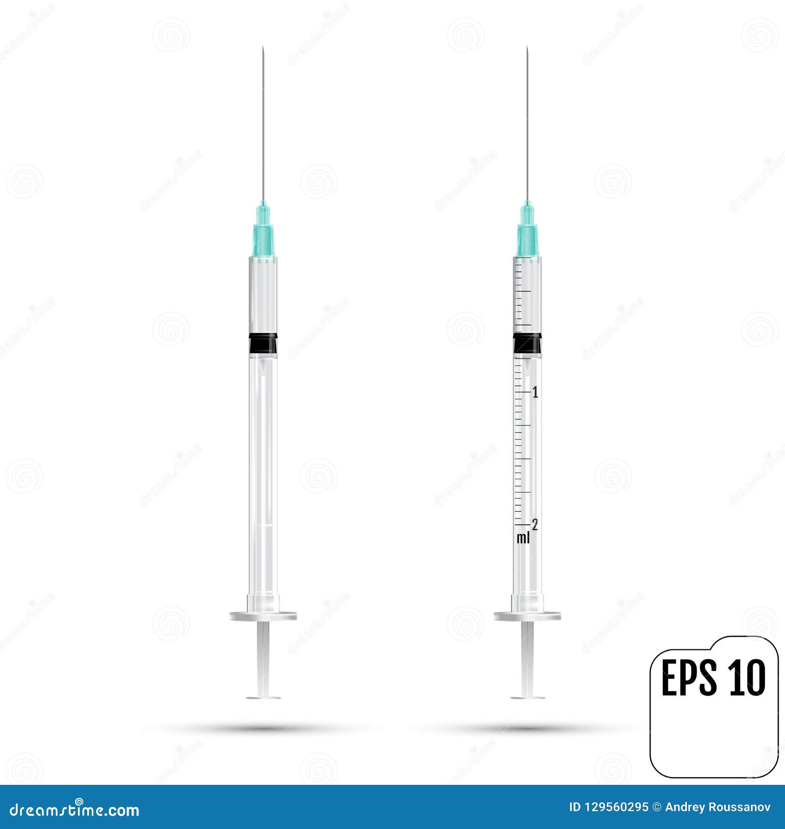 Vector Set of Realistic Insulin Syringe with Needle, Isolated on Stock ...