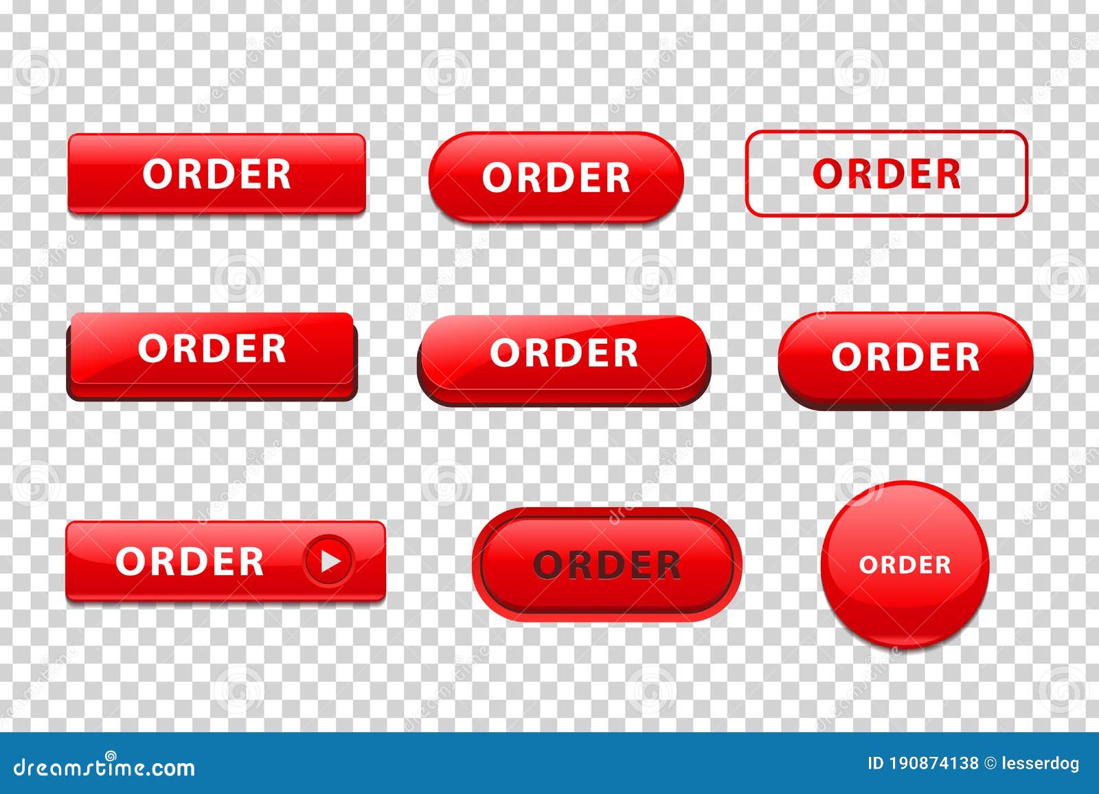 Vector Set of Realistic Isolated Red Button of Order Logo for Website ...