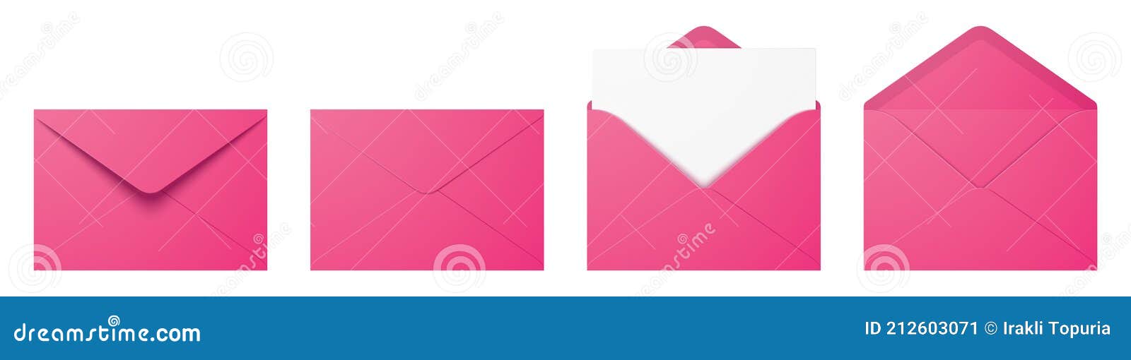 Vector Set of the Realistic Pink Envelopes. Stock Vector - Illustration ...