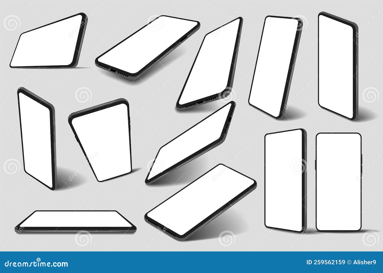 Vector Set of Realistic Smartphones with an Empty Display and Shadow in ...