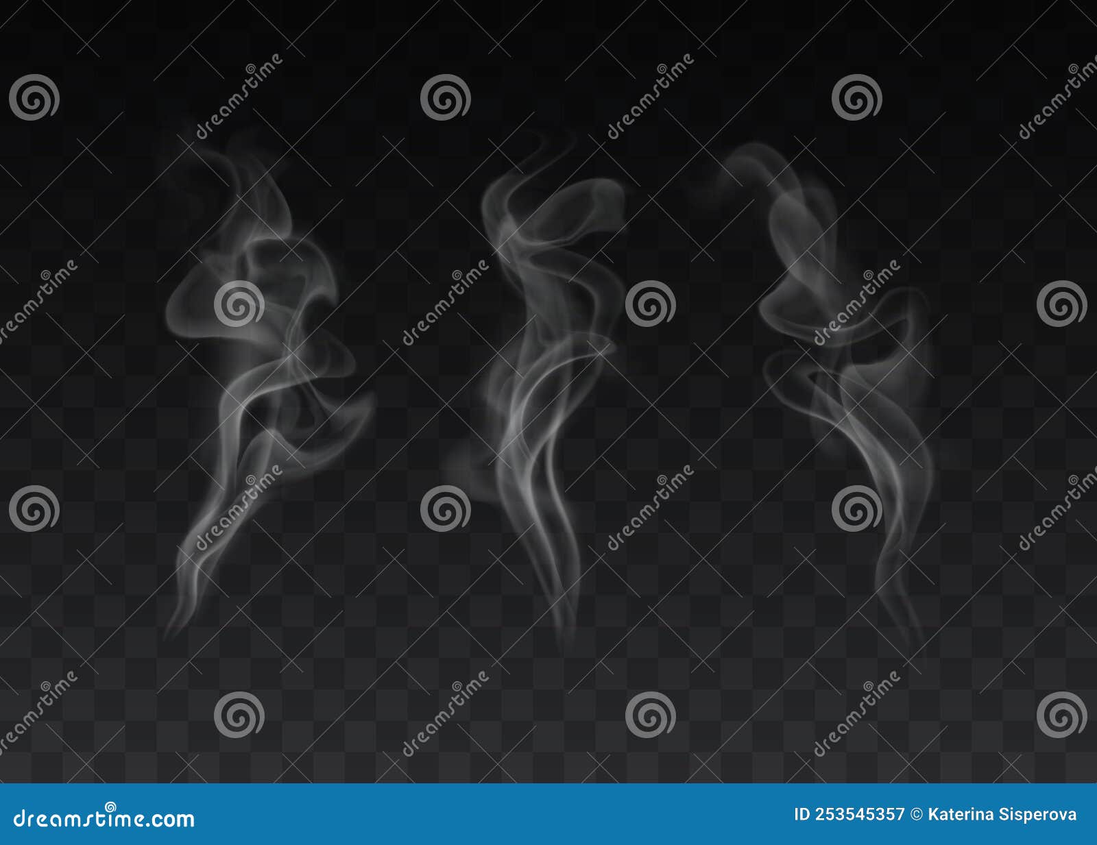 Vector Set of Realistic Smoke Effects on Dark Background Stock Vector ...